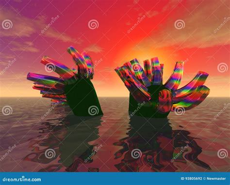 Mysterious Objects Protruding From The Surface Of The Ocean Royalty