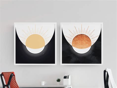 Sun And Moon Overlap Print Eclipse Wall Art Space Wall Decor Natural