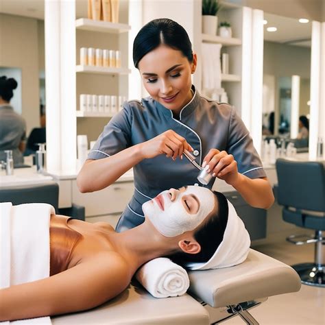 Professional Beauty Salon A Skilled Worker Is Performing A Facial
