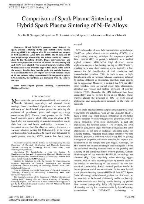 Pdf Comparison Of Spark Plasma Sintering And Hybrid Spark Plasma Sintering Of Ni Fe Alloys