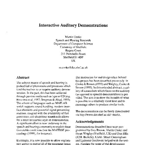 interactive auditory demonstrations acl anthology