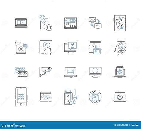 Cloud Security Line Icons Collection Encryption Firewall