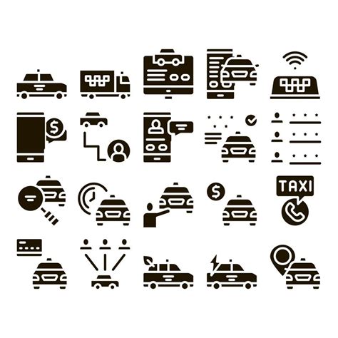 Online Taxi Collection Elements Icons Set Vector 19471756 Vector Art At Vecteezy