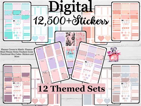 12500 Digital Planner Sticker Bundle Goodnotes Stickers 12 Sets Etsy