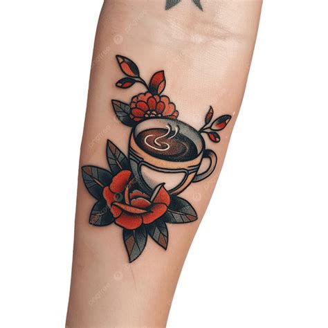 Traditional Tattoo Of Cup Of Coffee Traditional Tattoo Ink Png