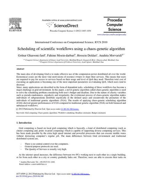 scheduling of scientific workflows using a chaos genetic algorithm