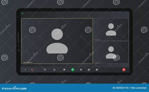 Template Video Conference User Interface Application For Social Communication Stock Vector
