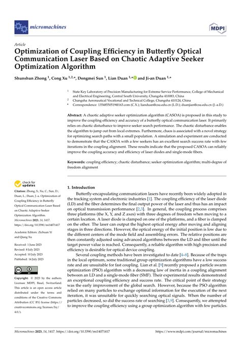 Pdf Optimization Of Coupling Efficiency In Butterfly Optical Communication Laser Based On
