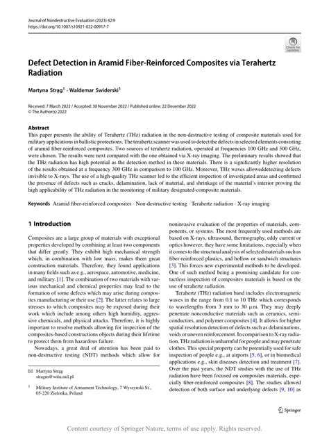 Pdf Defect Detection In Aramid Fiber Reinforced Composites Via Terahertz Radiation