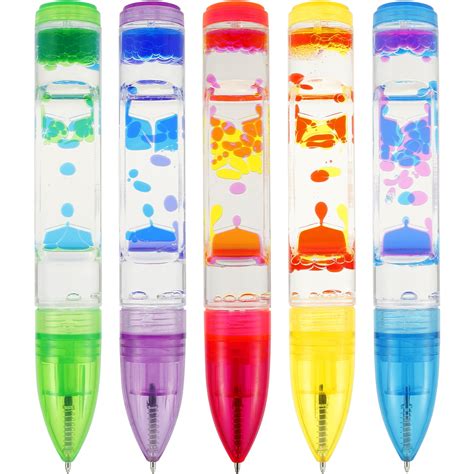 GHOJET 3 5Pcs Fun Pen Liquid Motion Bubbler Pens Anti Stress Liquid Timer Pens Colorful Liquid