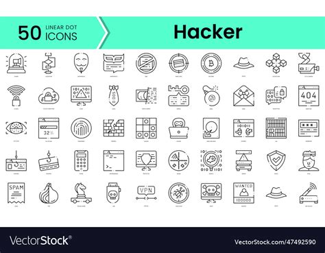 Set Of Hacker Icons Line Art Style Bundle Vector Image