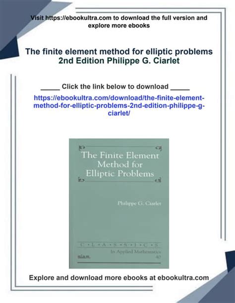 The Finite Element Method For Elliptic Problems 2nd Edition Philippe G Ciarlet Pdf