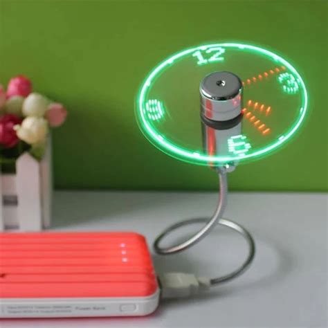 New USB Gadget Mini Flexible LED Light USB Fan Time Clock Desktop Clock Cool Gadget Time Display
