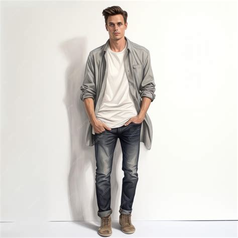 Premium Photo Realistic Male Full Body Pencil Sketch On White
