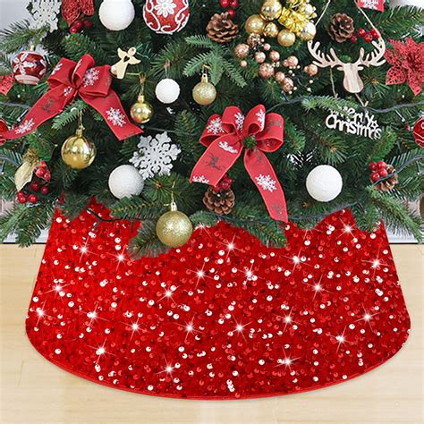 Modfuns Red Christmas Tree Collar Glittery Xmas Tree Rings