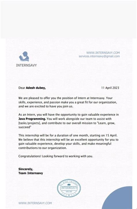 Adesh Dubey On Linkedin Internsavy Java Programming Intern Share