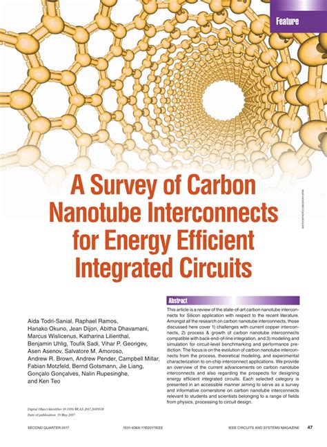 Pdf A Survey Of Carbon Nanotube Interconnects For Energy Efficient Integrated Circuits