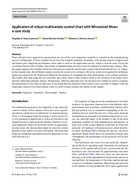 Pdf Application Of Robust Multivariate Control Chart With Winsorized