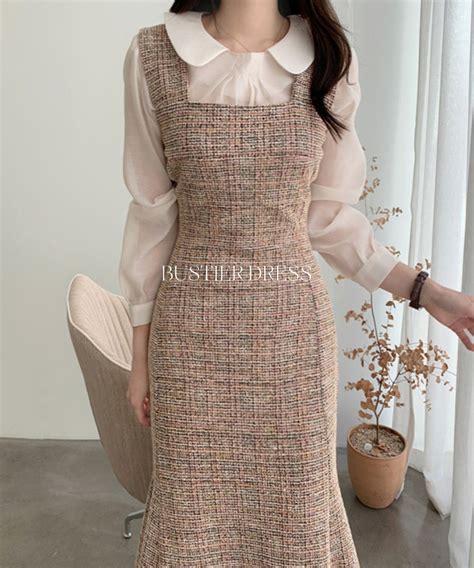수수 날씬해 보이는💜뷔스티에 트위드원피스💜 하객룩원피스 가을원피스 돌잔치원피스 2col 겨울 하객룩 트위드