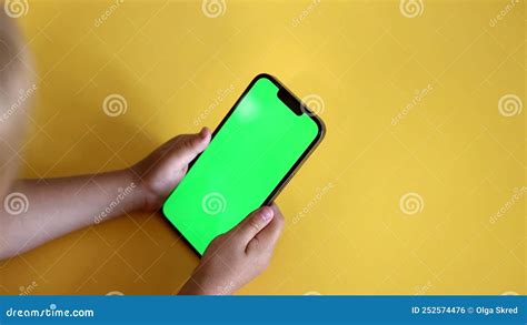 Preschool Girl Use Smartphone With A Green Screen Layout Chroma Key