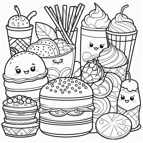 Kawaii Junk Food Coloring Pages