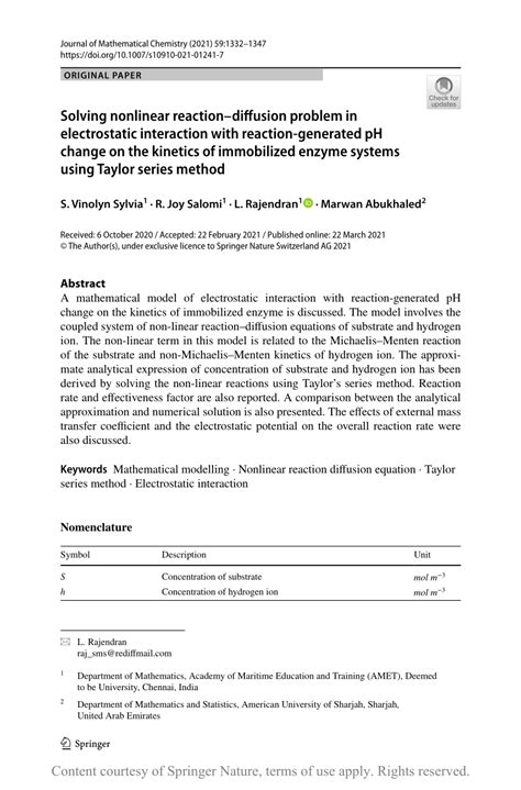Solving Nonlinear Reactiondiffusion Problem In Electrostatic