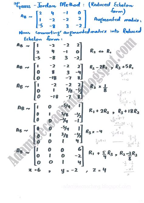 Adamjee Coaching Matrices And Determinants Review Exercise