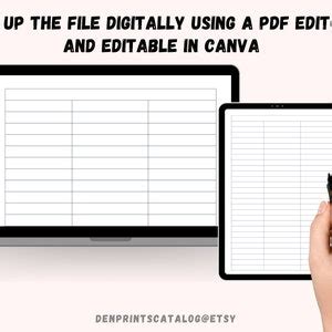 3 Blank Columns Chart Text Input Print And Write Printable Digital Download Blank Column
