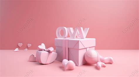 발렌타인 데이 흰색 사랑 텍스트와 3d 렌더링된 선물 상자가 있는 분홍색 배경 핑크 발렌타인 배경 사랑 배경 다이 배경