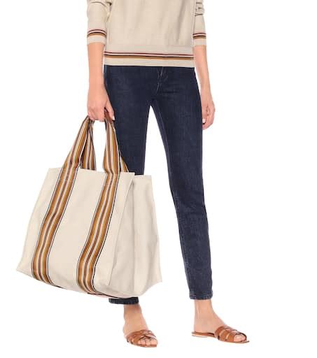 Loropiana 수트케이스 스트라이프 미디엄 토트 페칭