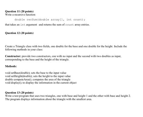 Solved Question 11 20 Points Write A Recursive Function