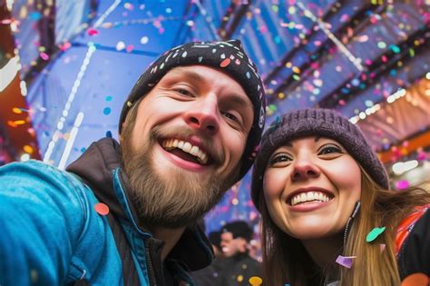 Casal De Jovens Sorrindo E Tirando Selfies Felizes Casal De Noivos Comemorando E Tirando Fotos
