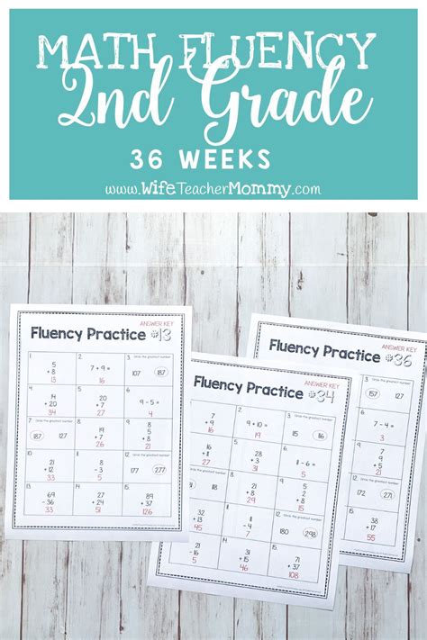 36 Weeks Of 2nd Grade Math Fluency Worksheets Math Fluency Math