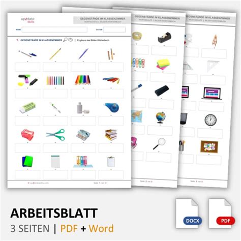 Gegenstände Im Klassenzimmer Arbeitsblatt Pdfword Classroom Objects