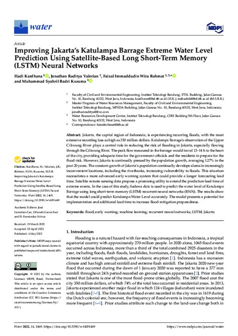 Pdf Improving Jakartas Katulampa Barrage Extreme Water Level Prediction Using Satellite Based