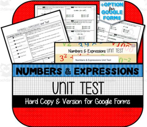 Numbers Expressions UNIT TEST By Teach Simple