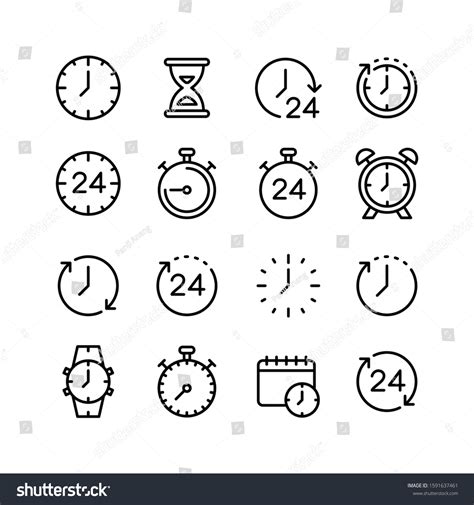 Time Clock Line Icons Set Vector Stock Vector Royalty Free