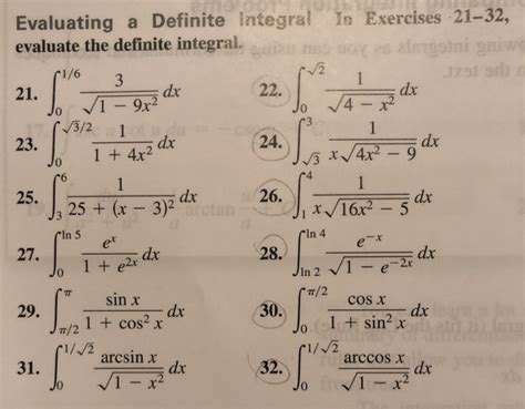 solved evaluating a definite integral in exercises 21 32