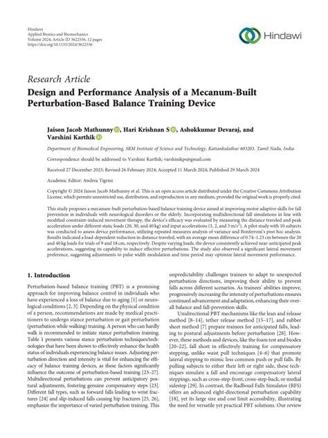 PDF Design And Performance Analysis Of A Mecanum Built Perturbation Based Balance Training Device