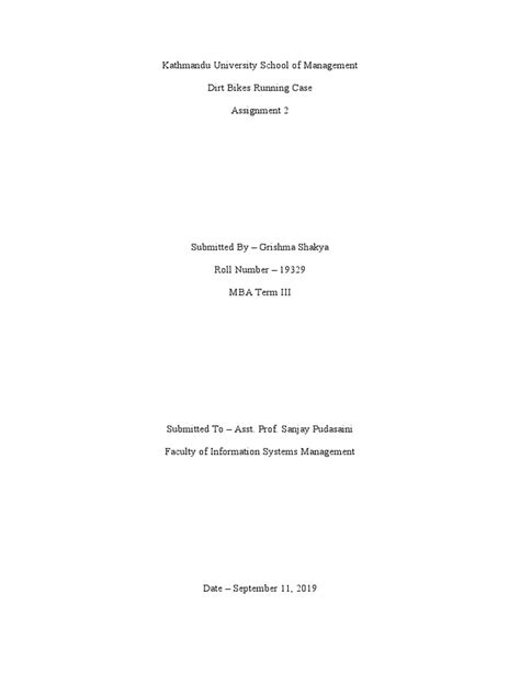 running case assignment 2 pdf gross margin debt