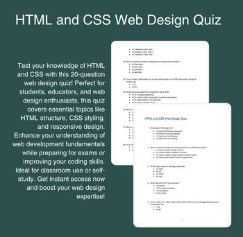 HTML CSS Web Design Quiz Essential Questions For High Babe Babes