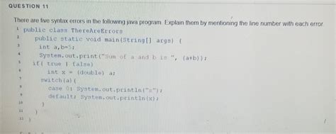 Solved Question 11 1 2 3 4 S There Are Five Syntax Errors In