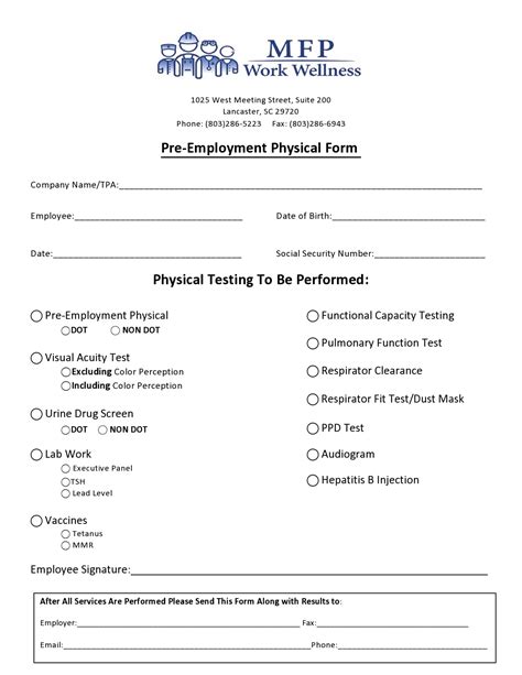 40 Printable Physical Forms For Work 100 Free Templatearchive