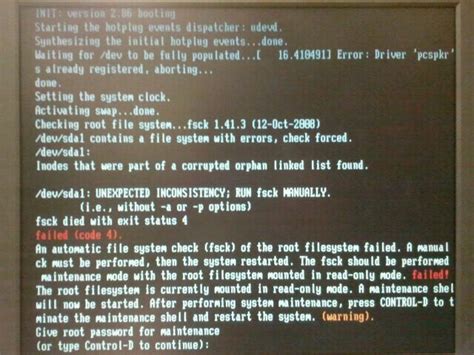 debian system won t boot due to corrupt file system server fault