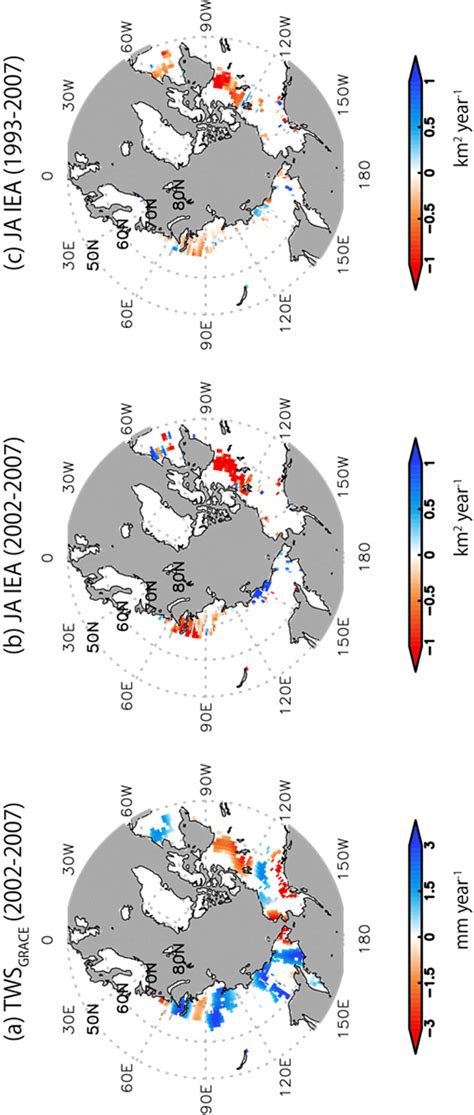 Spatial Distribution Of The Slopes Of Temporal Linear Trends In The Tws