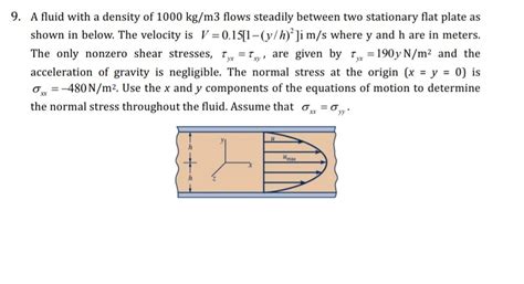 solved 9 a fluid with a density of 1000 kg m3 flows