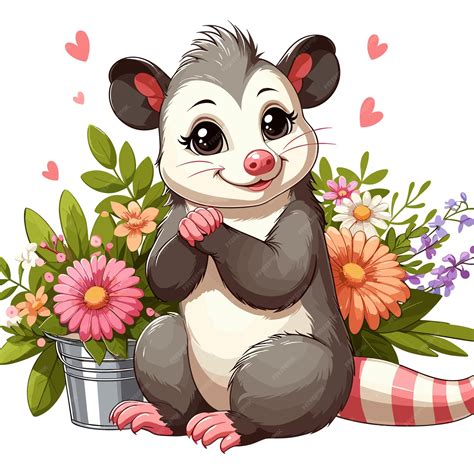 Cute Opossum Vector Cartoon Illustration Premium Ai Generated Vector