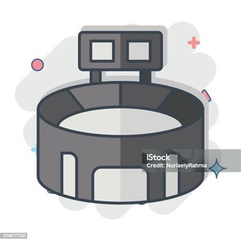 아이콘 스타디움 축구 기호와 관련이 있습니다 만화 스타일 심플한 디자인 일러스트레이션 Championship에 대한 스톡 벡터