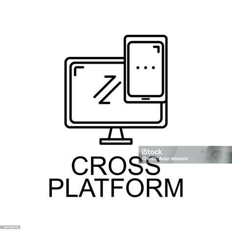 크로스 플랫폼 아이콘입니다 웹 개발의 요소는 모바일 개념 및 웹 응용 프로그램에 대 한 이름으로 서명합니다 웹 및 모바일에 대 한 자세한 크로스 플랫폼 아이콘을 사용할 수