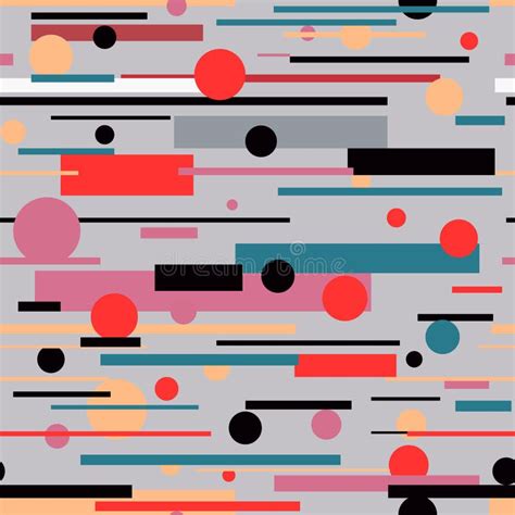 Seamless Geometric Pattern With Circles And Lines Vector Illustration Stock Vector